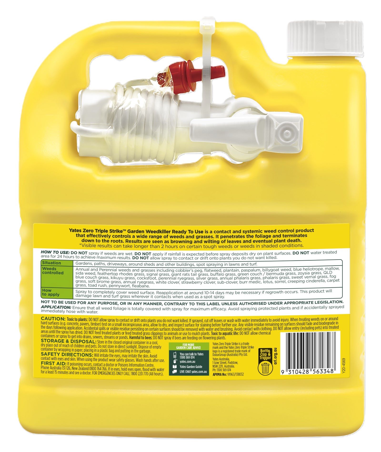 Yates 2.5L Zero Triple Strike Garden Weedkiller Ready-to-Use