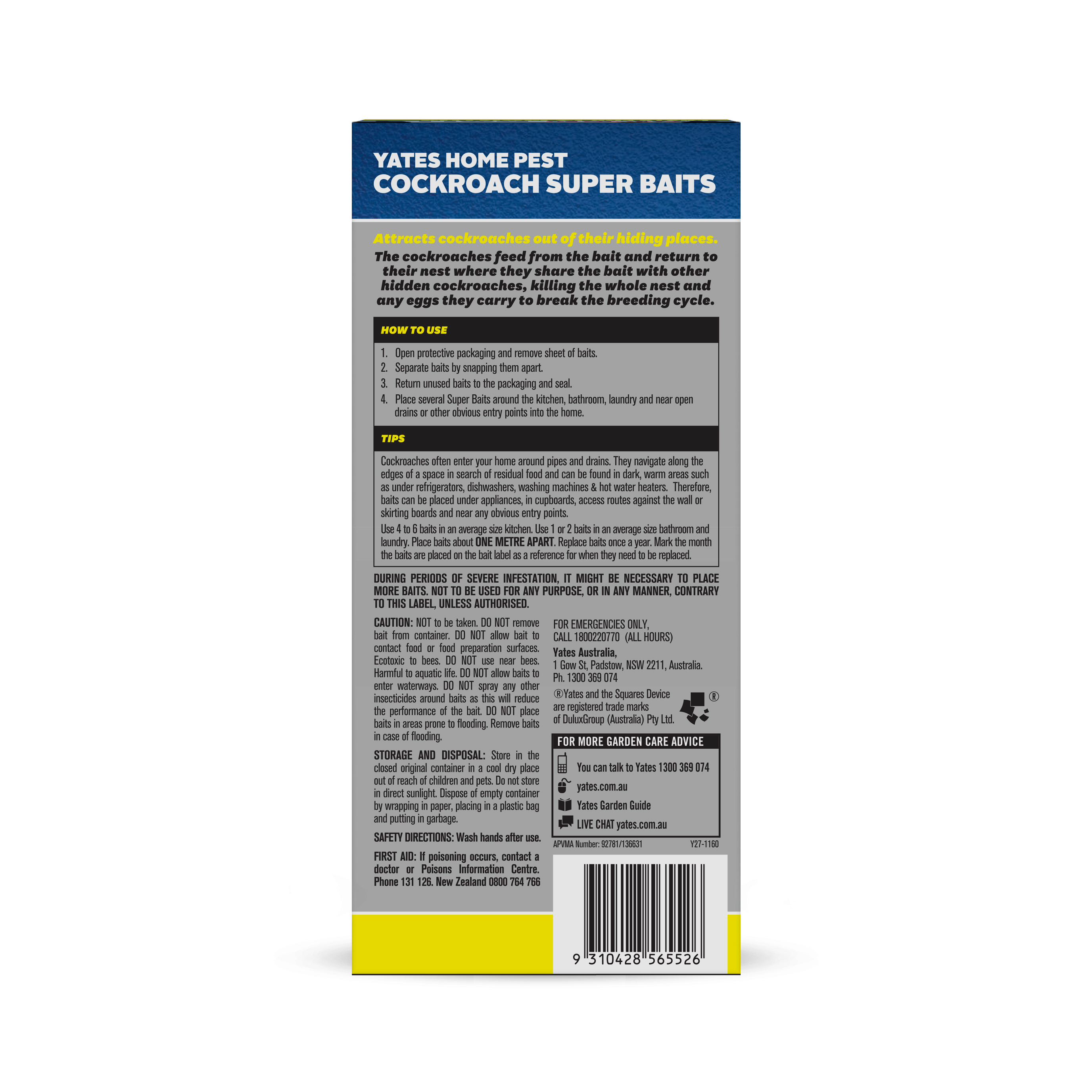 Yates Home Pest Cockroach Super Baits - 6 Pack