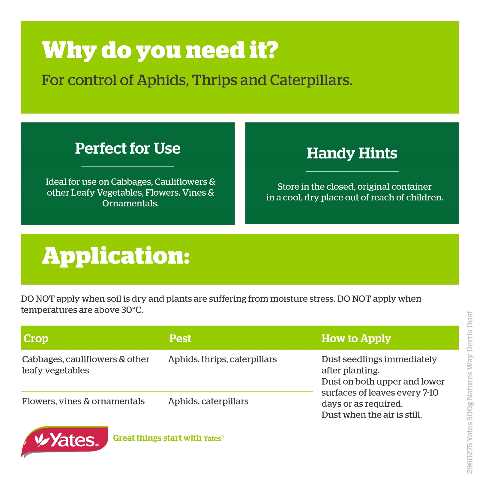 Yates Nature's Way Vegetable Dust Derris 500g