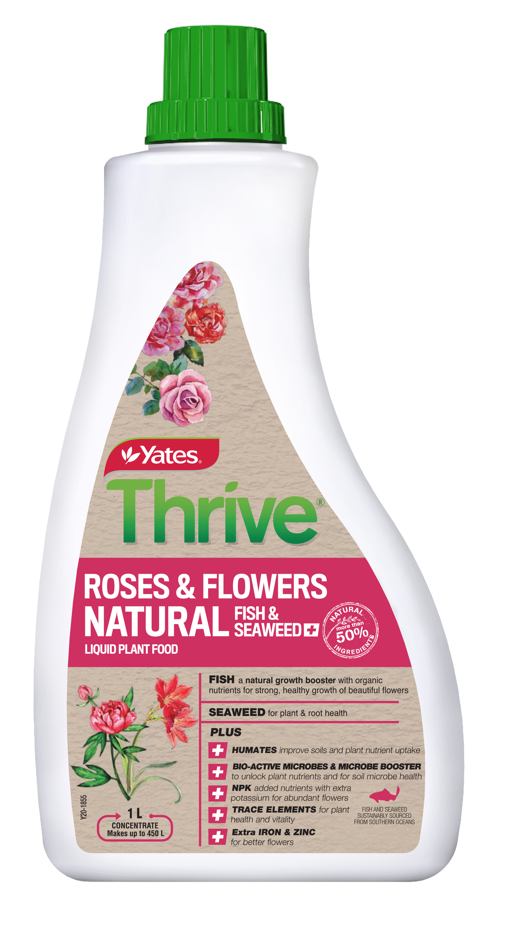 Yates 1L Thrive Natural Roses & Flowers Liquid Plant Food Concentrate