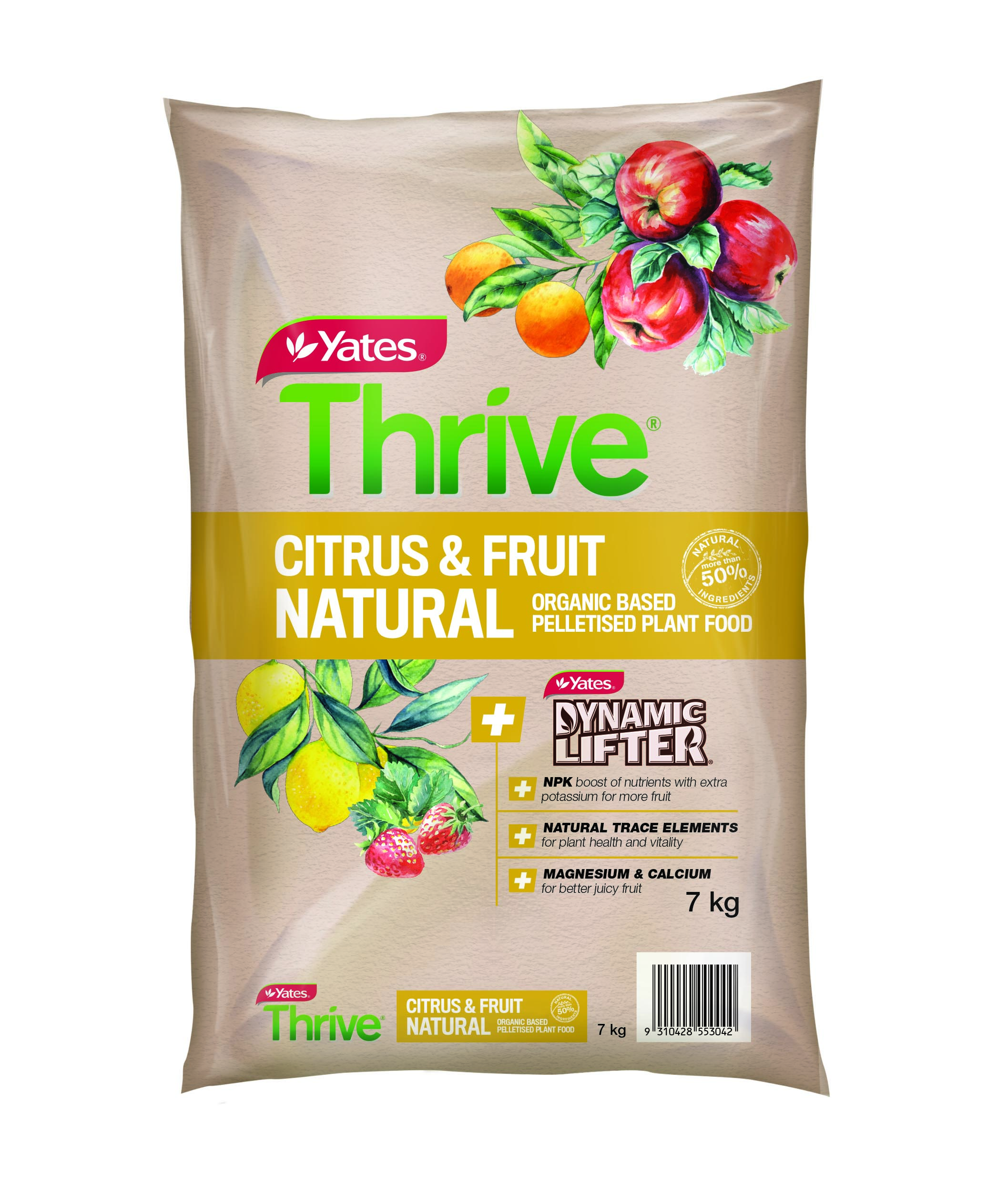 Yates 7kg Thrive Natural Citrus & Fruit Organic Based Pelletised Plant Food