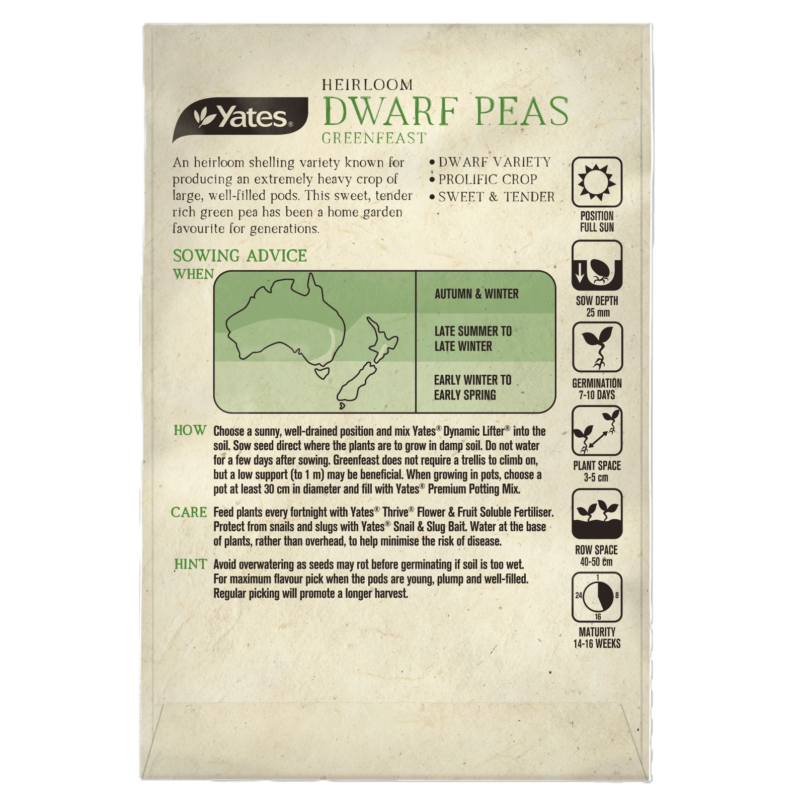 Heirloom Dwarf Peas Greenfeast Seeds
