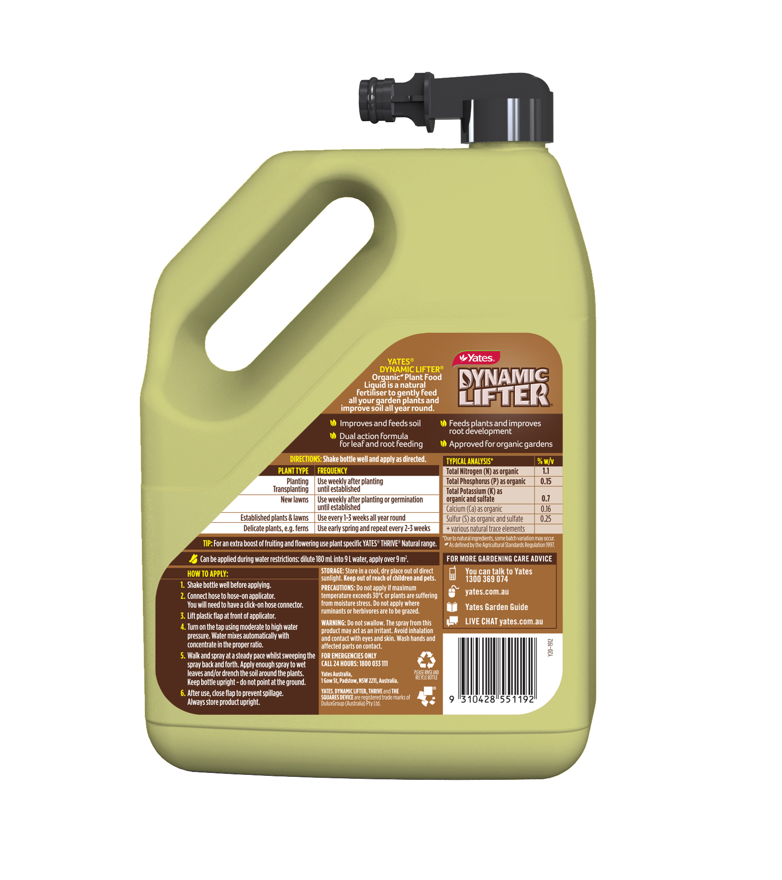 Yates 2L Dynamic Lifter Liquid Hose-On