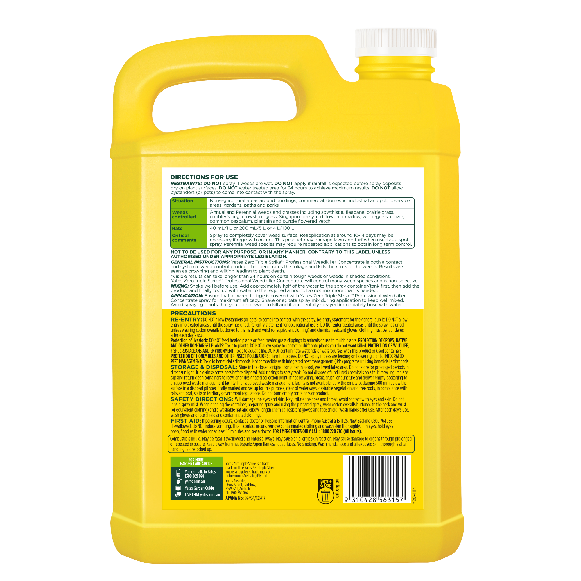 Yates 3L Zero Triple Strike Professional Weedkiller Concentrate