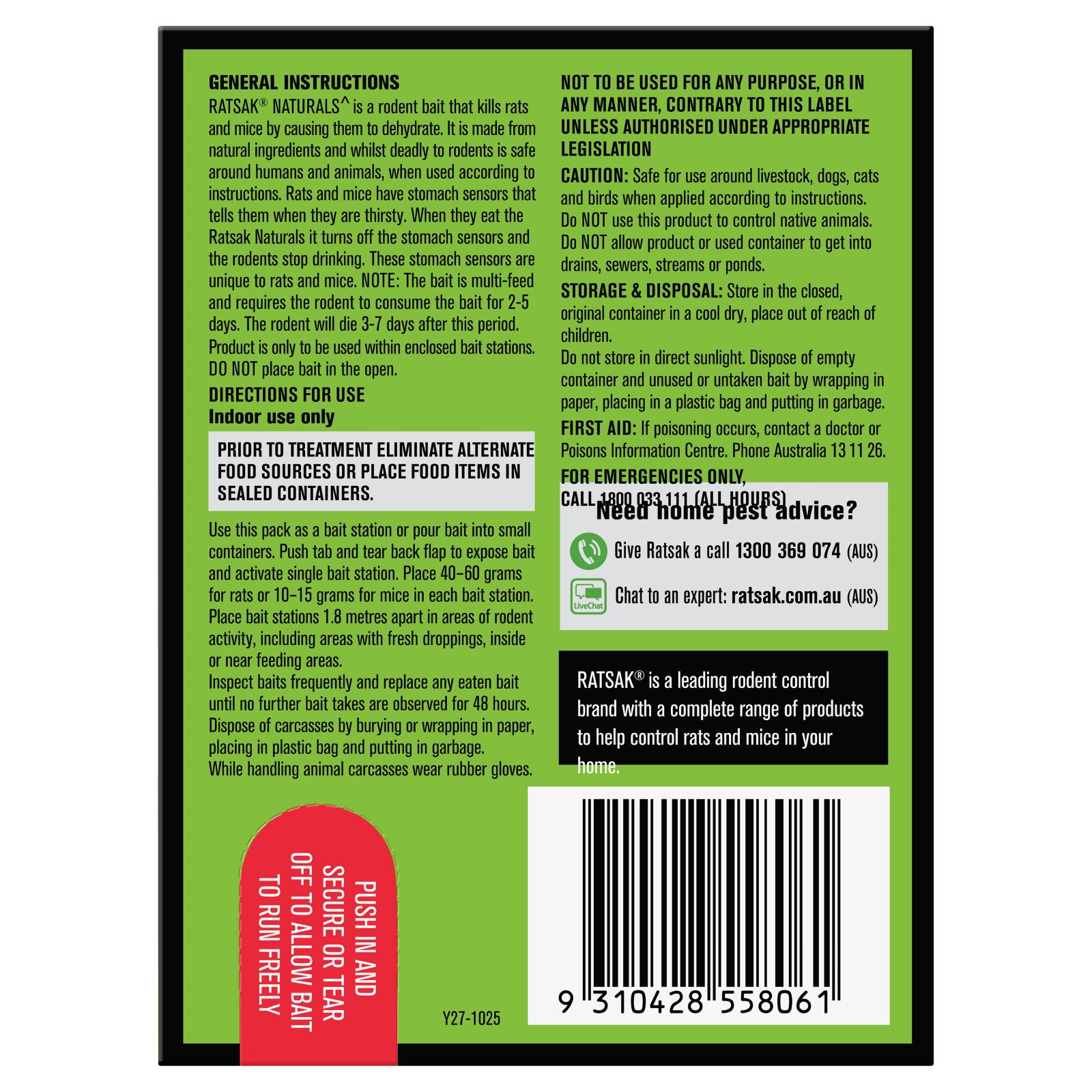 RATSAK Naturals Rodenticide Bait Pellets | Yates Gardening Australia