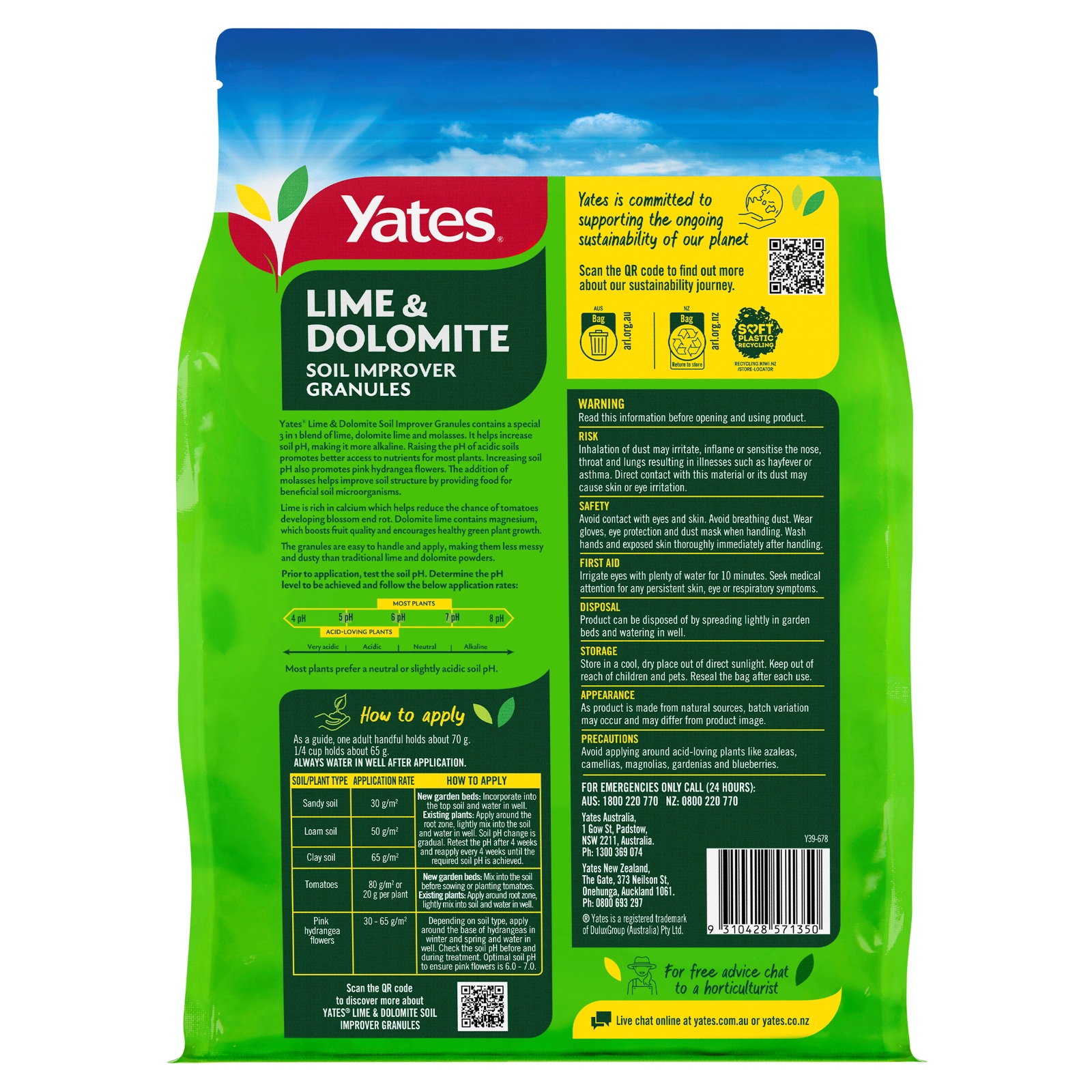 Yates 5kg Lime & Dolomite Soil Improver Granules