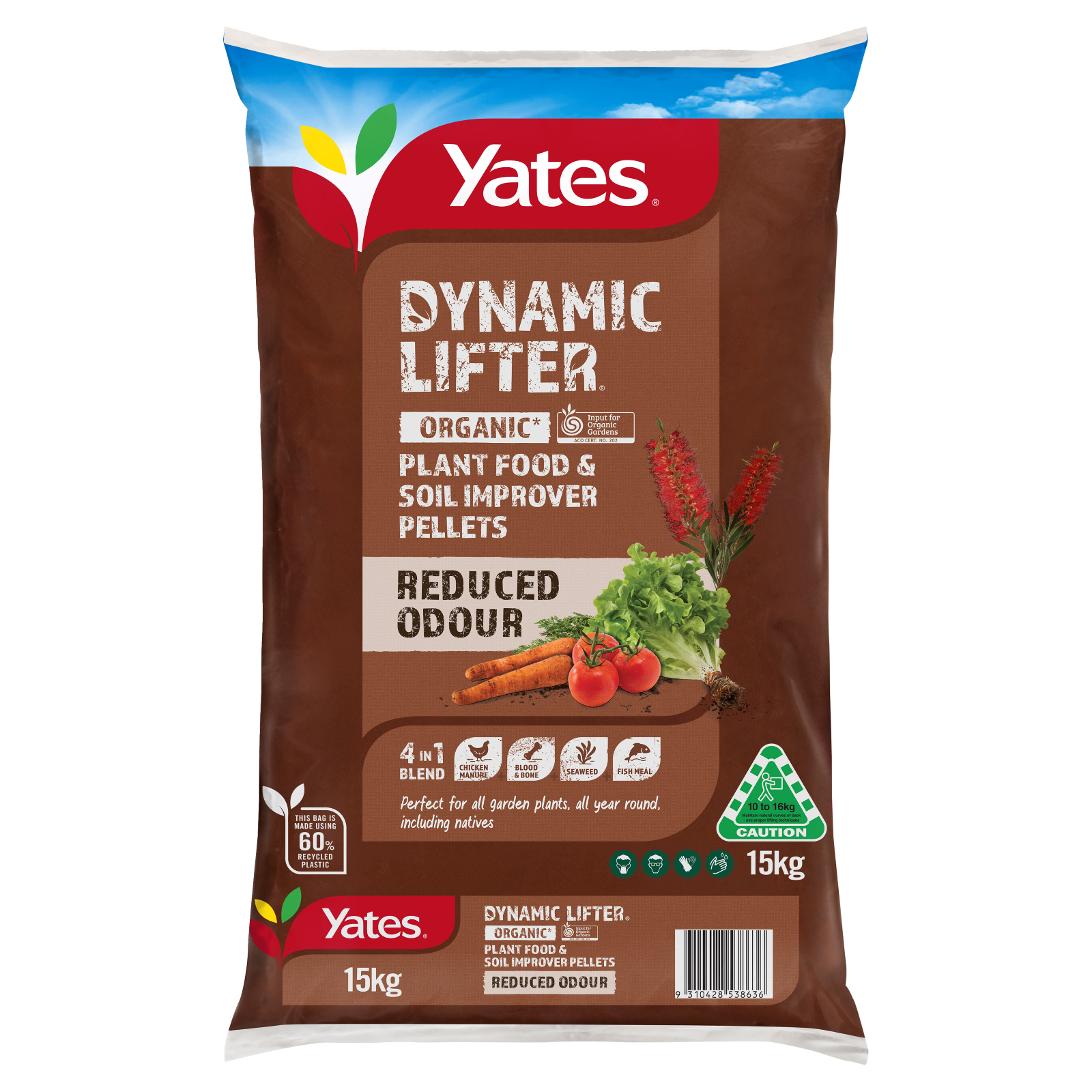 Yates 15kg Dynamic Lifter Reduced Odour Soil Improver & Plant Fertiliser
