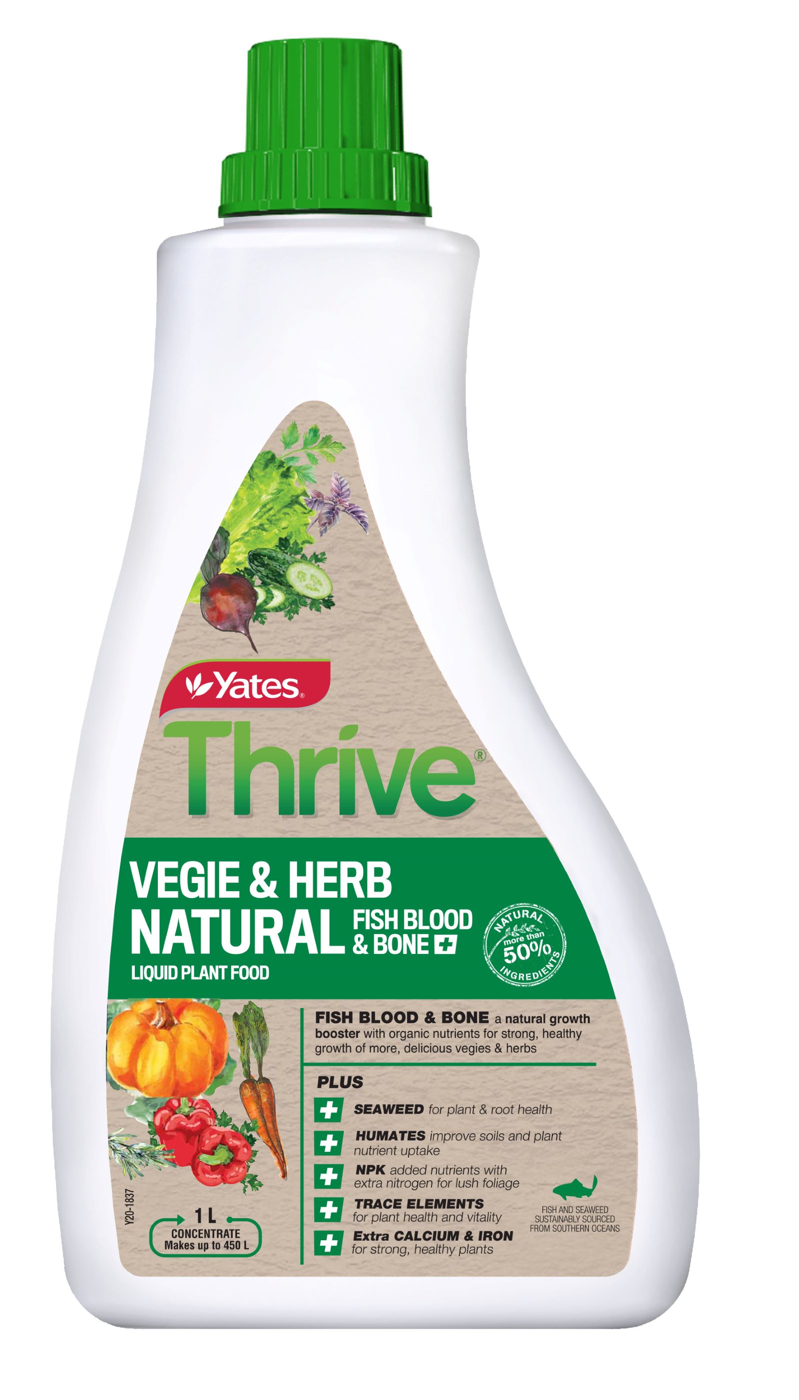Yates 1L Thrive Natural Vegie & Herb Liquid Plant Food Concentrate