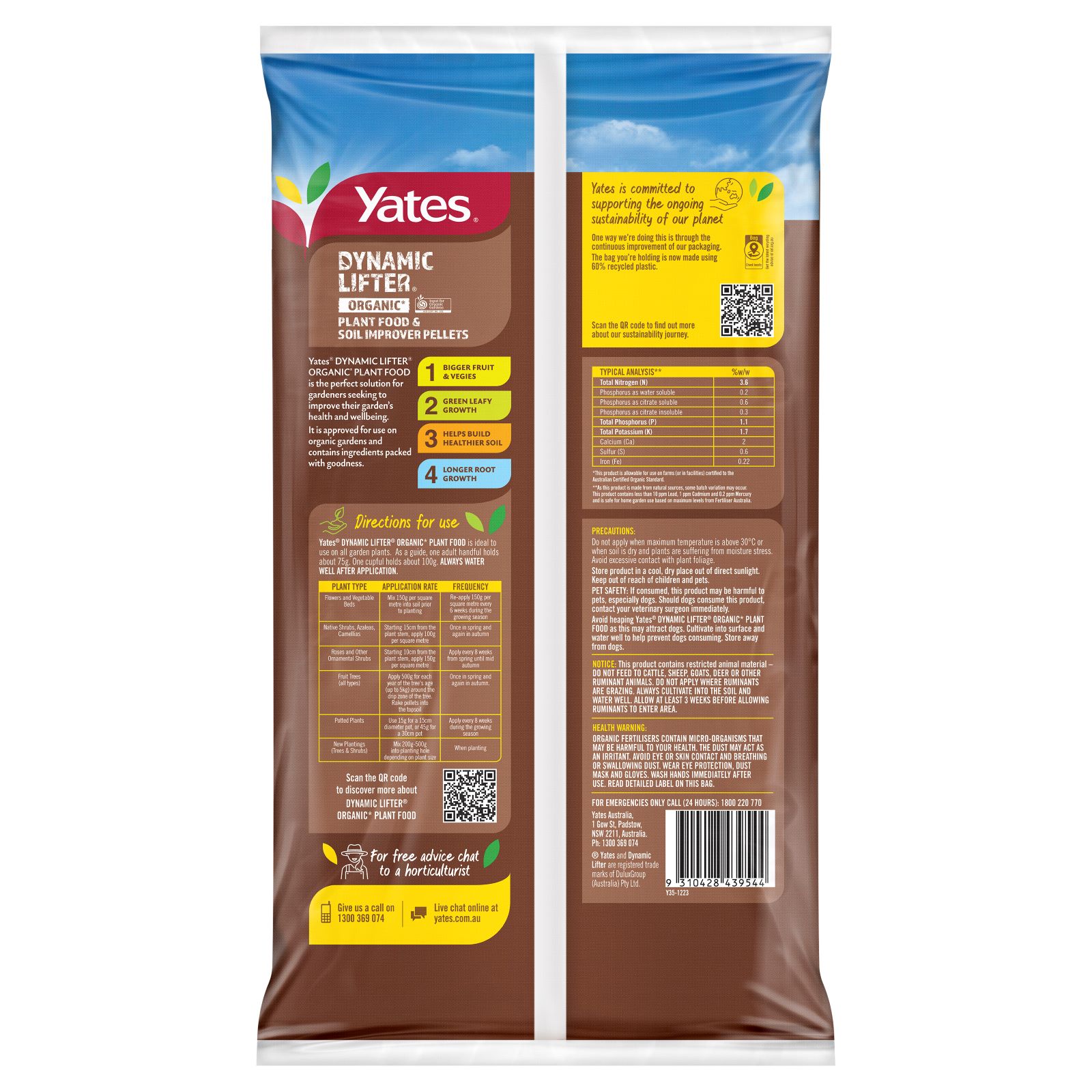 Yates 7kg Dynamic Lifter Soil Improver & Plant Fertiliser