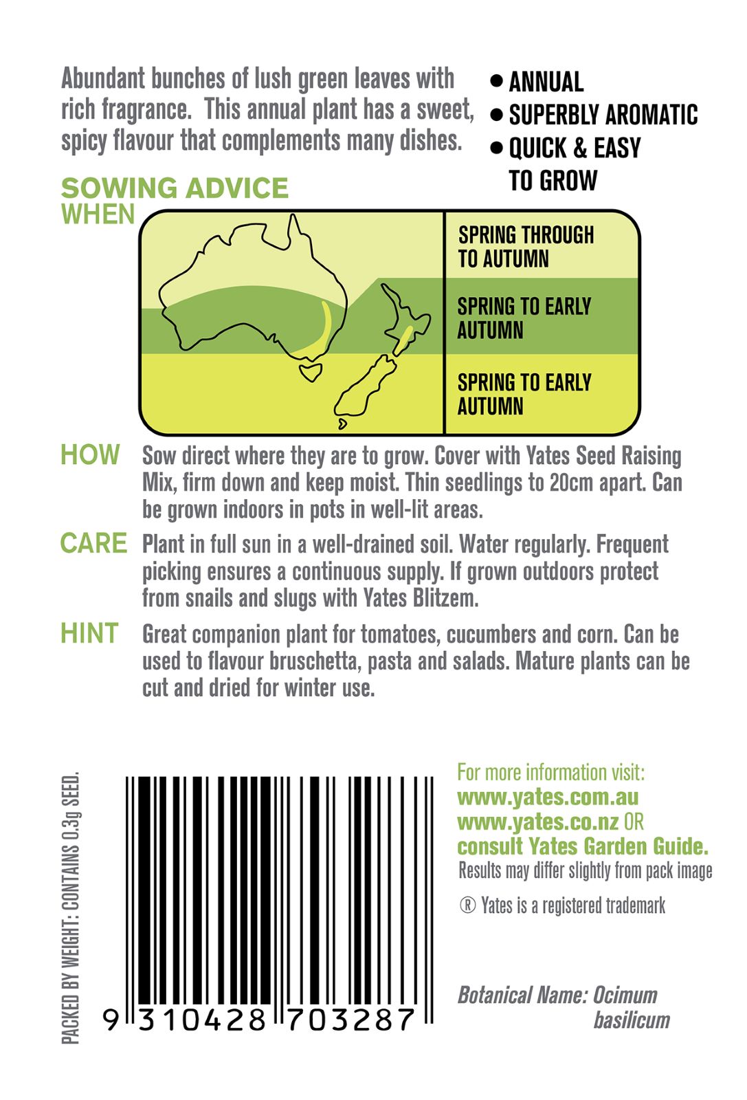 Sweet Basil | Garden Seeds Yates Australia