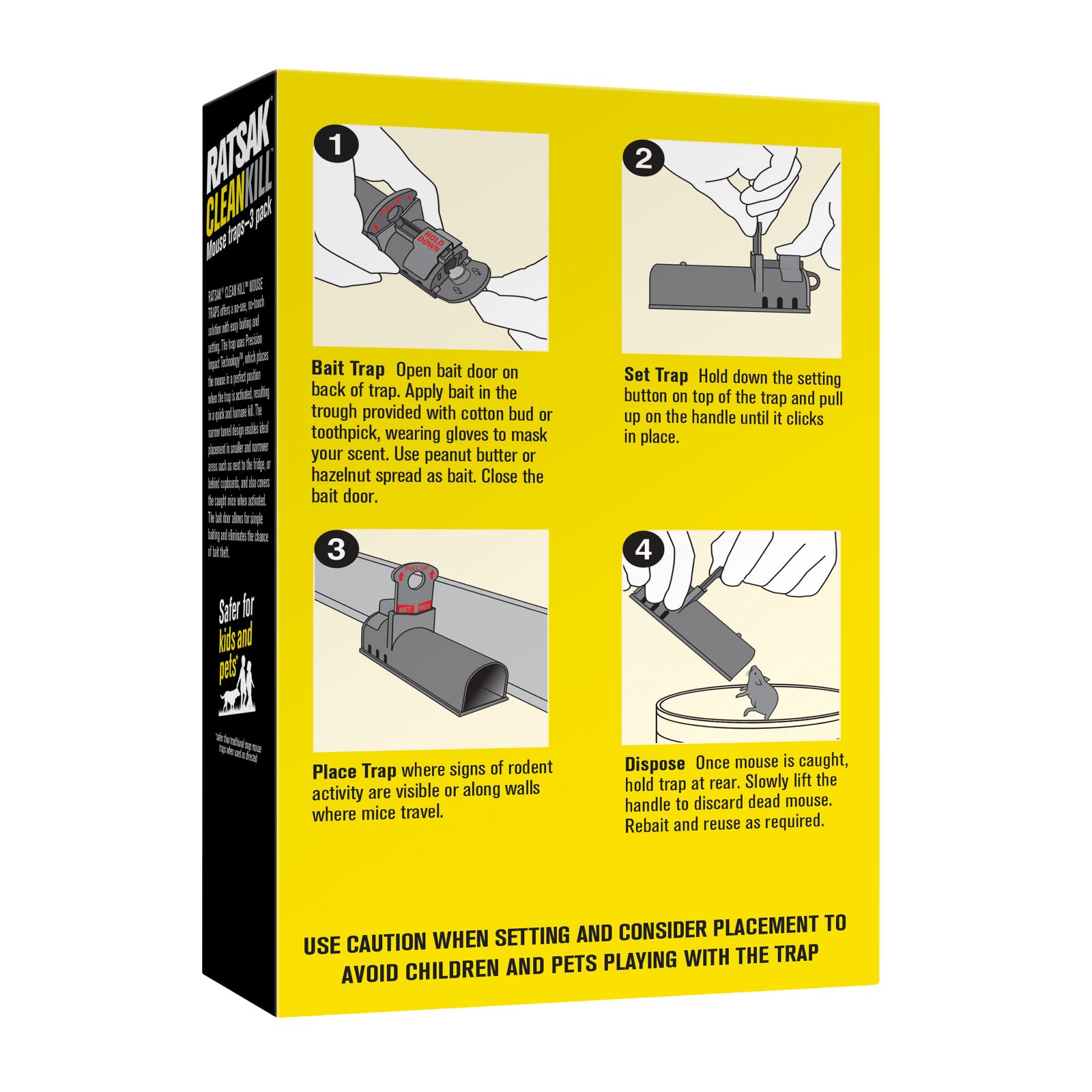 RATSAK 3 pack Clean Kill Mouse Trap | Yates Gardening Australia