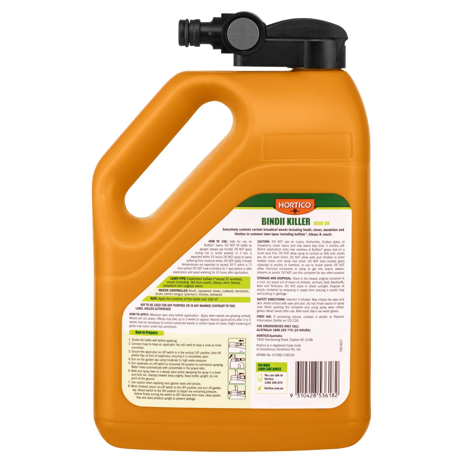 Hortico 2L Bindii Killer for Lawns Hose-On