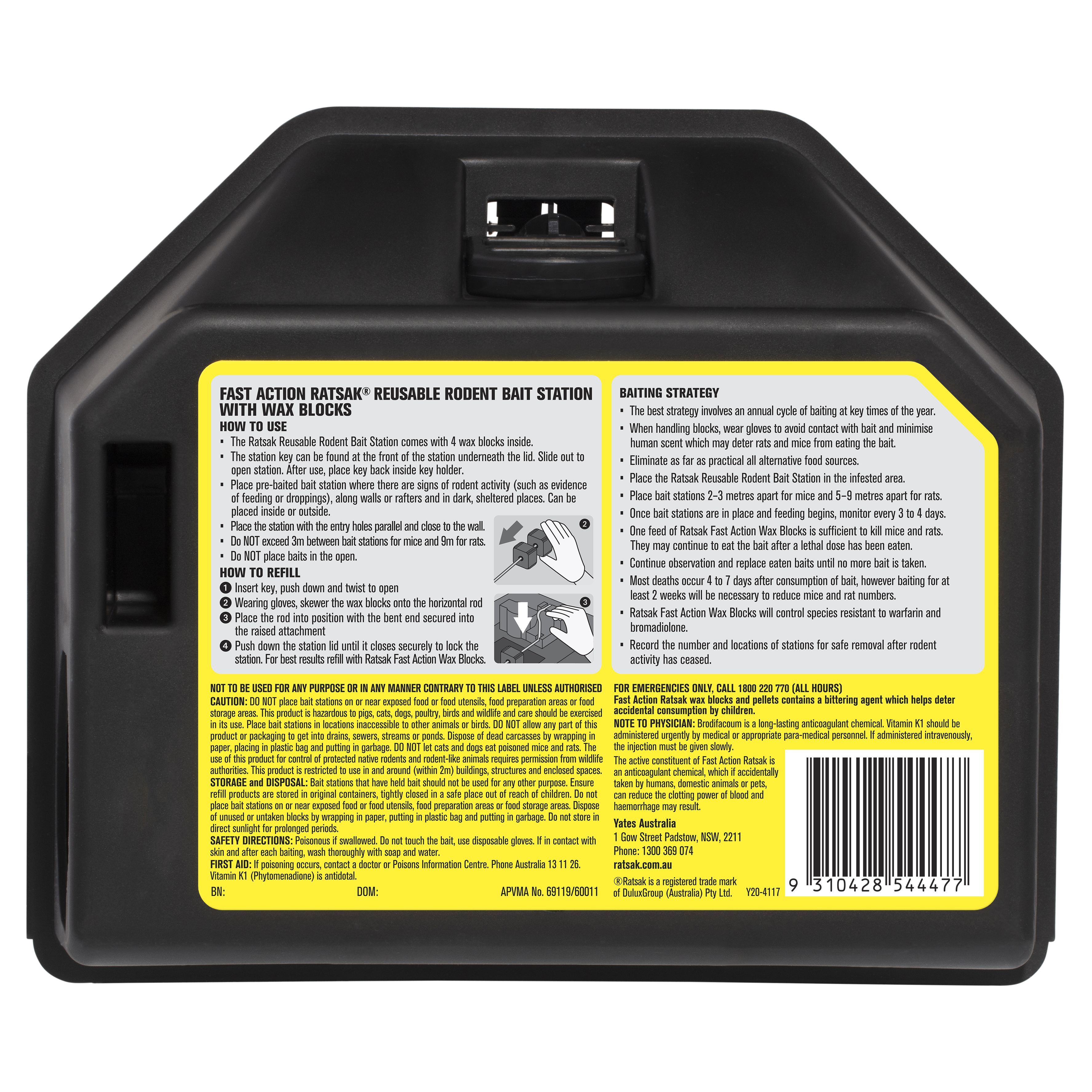 RATSAK Fast Action Reusable Rodent Bait Station | Yates Gardening Australia